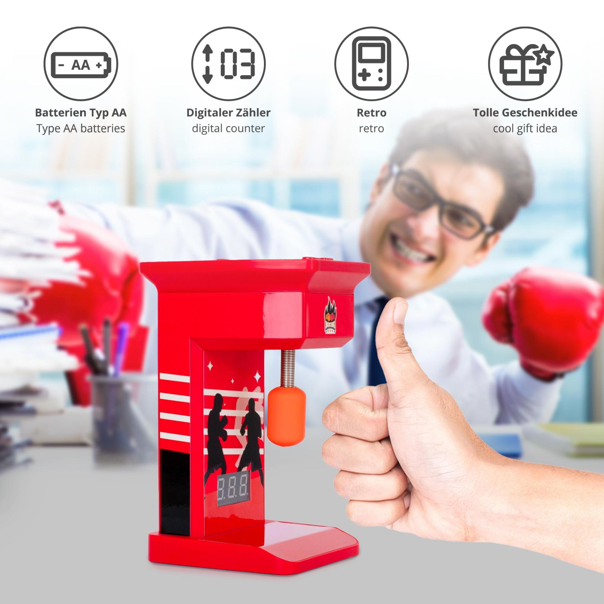Finger Boxautomat - Retro Arcade Spielautomat mit Punchingball