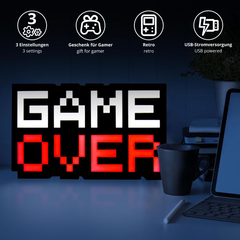 Bunte Game Over Lampe - Gaming Light mit Farbwechsel