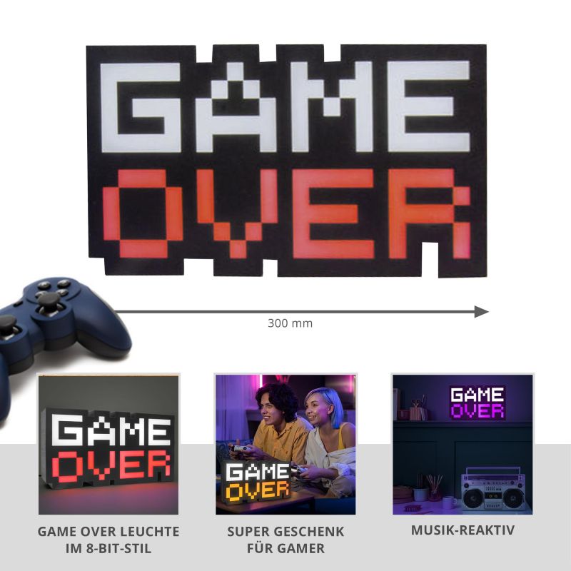 Bunte Game Over Lampe - Gaming Light mit Farbwechsel